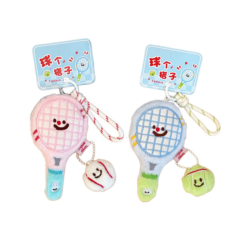 Брелоки унисекс YIDIANCHAOWAN для теннисной ракетки, Tennis Doll Charm-Blue Charm+Pink Charm, высота 11 см