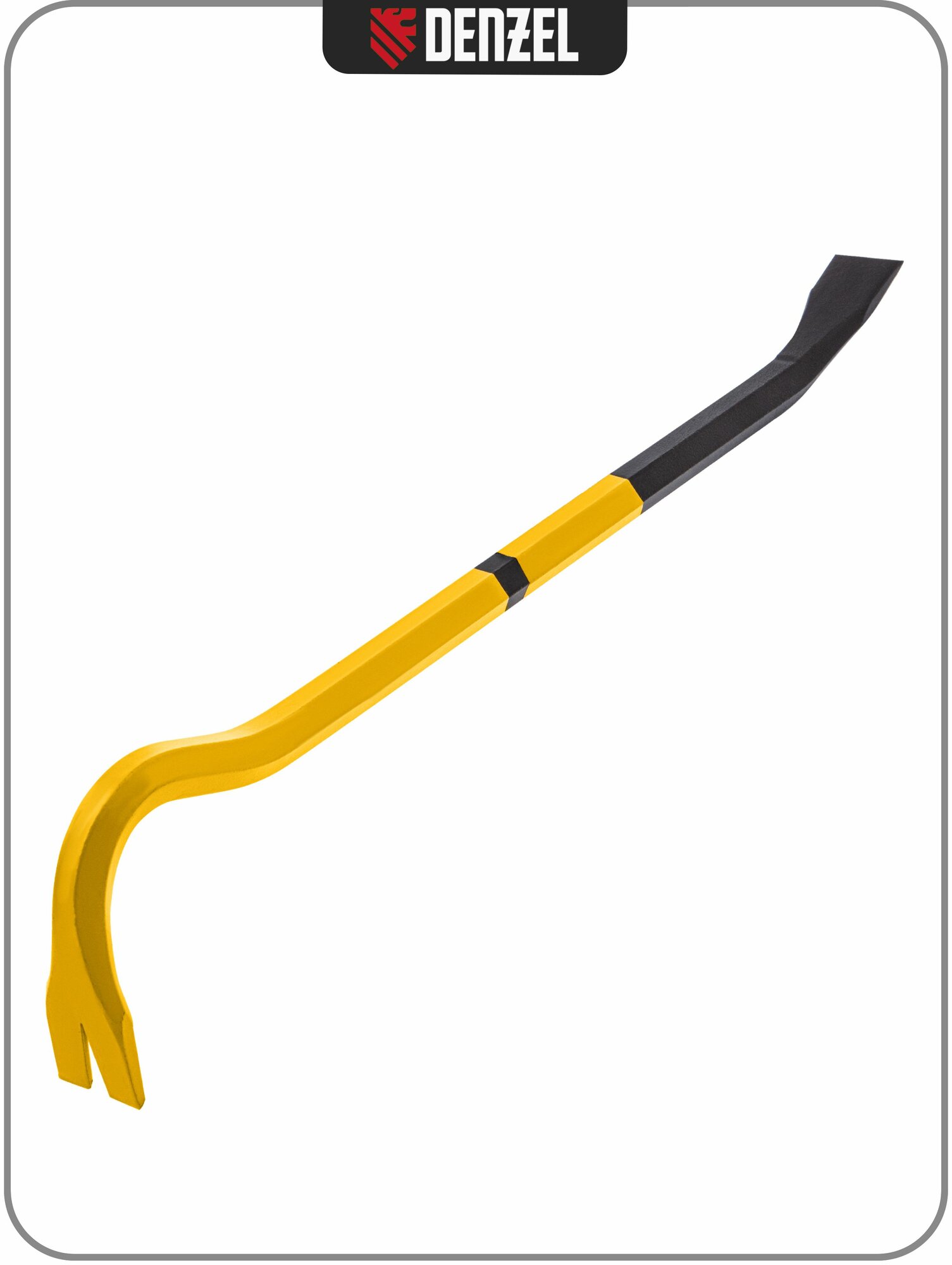 Лом / гвоздодер DENZEL, 450 мм, шестигранный профиль размером 16 мм, кованый из стали 65 с антикоррозийной защитой, окрашенный, строительный,