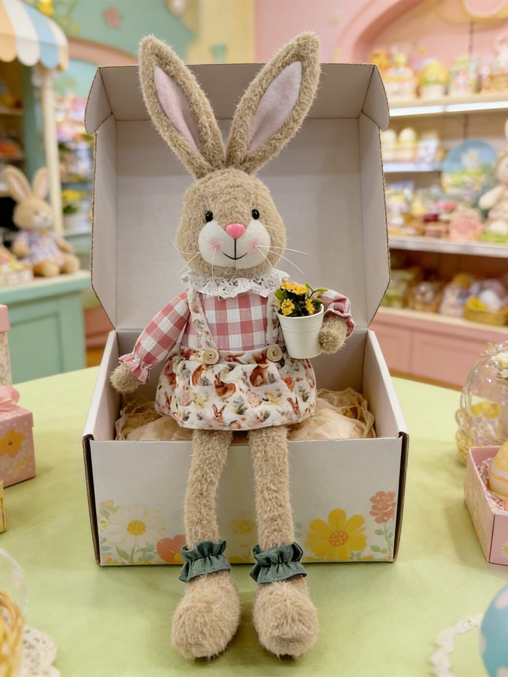 Пасхальный кролик с длинными ногами, сидячая игрушка для декора, украшение стола и праздничной вечеринки, милый подарок, 1шт.