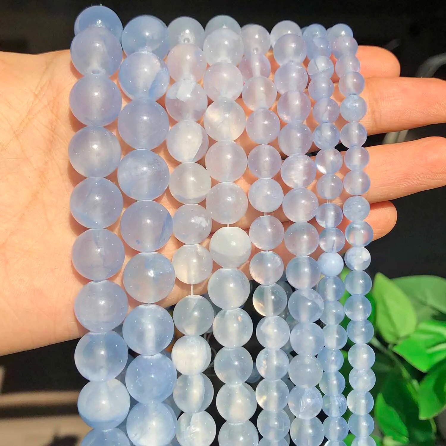 Синие бусины из змеиной кожи и яшмы LNMBII 4-12 мм 8mm 46pcs beads, Ice Silk Jade-09