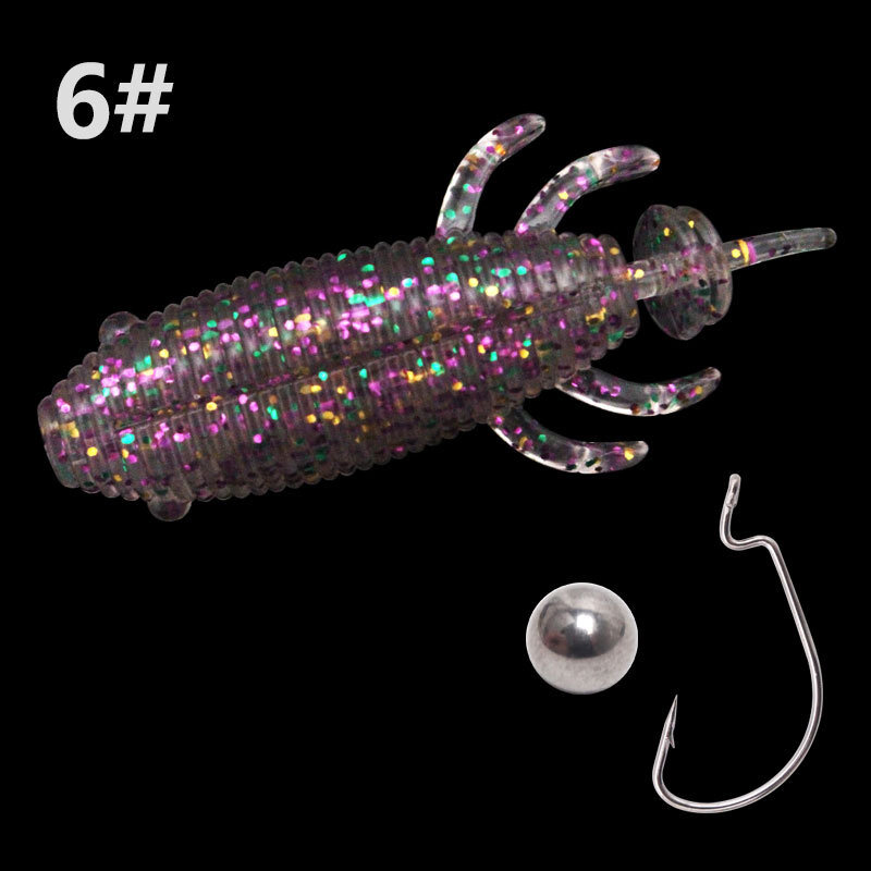 Рыболовная плавающая мягкая приманка-червя Creature Baitк, с крючком и стальным шариком 8 см/13 г, 1 шт, фиолетовая