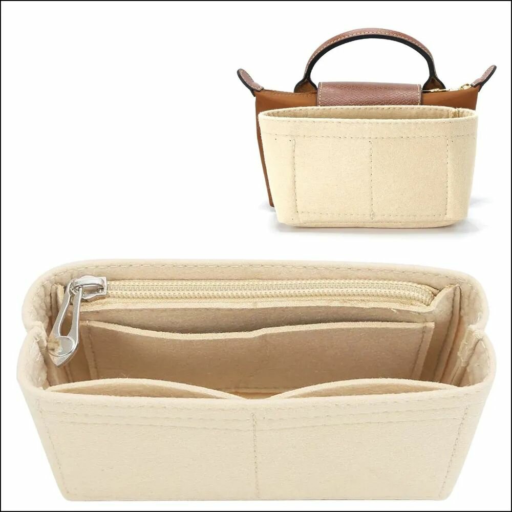 Маленькие сумки на молнии Войлок Карманный органайзер Бежевый-QM