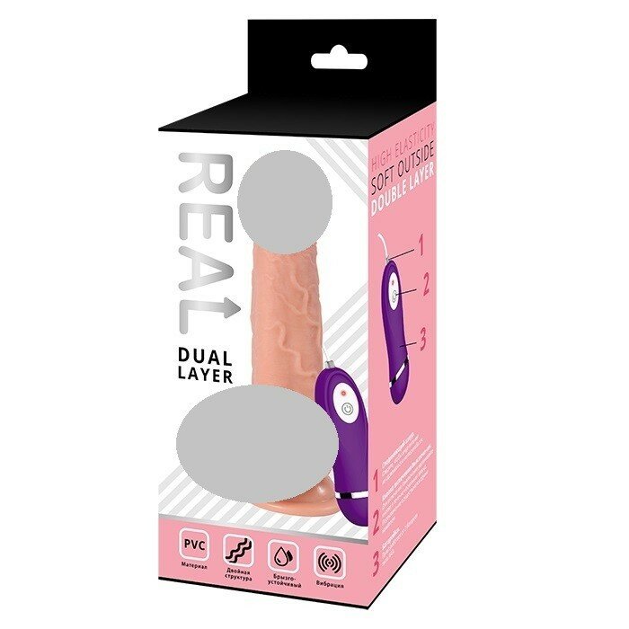 Вибратор Real Dual Layer RPDV10020, анально-вагинальная стимуляция, пульт ДУ, 14 см