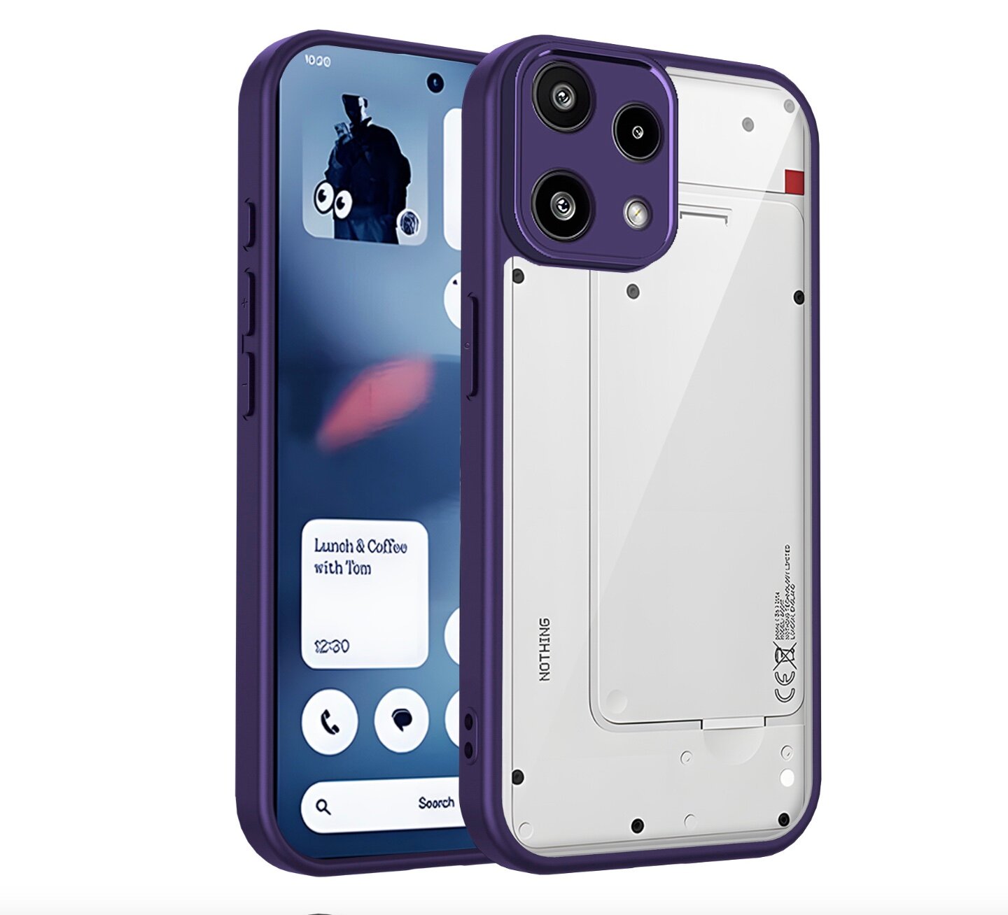 Задняя панель-чехол-накладка MyPads «Labbri» для Nothing Phone 3a Lite из качественного силикона c прозрачной пластиковой задней стенкой, с фиолето.