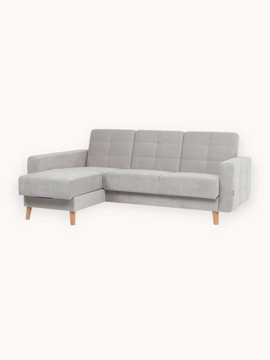 Угловой диван Астерия угол Лайт левый угол 222х157х90, цвет серый