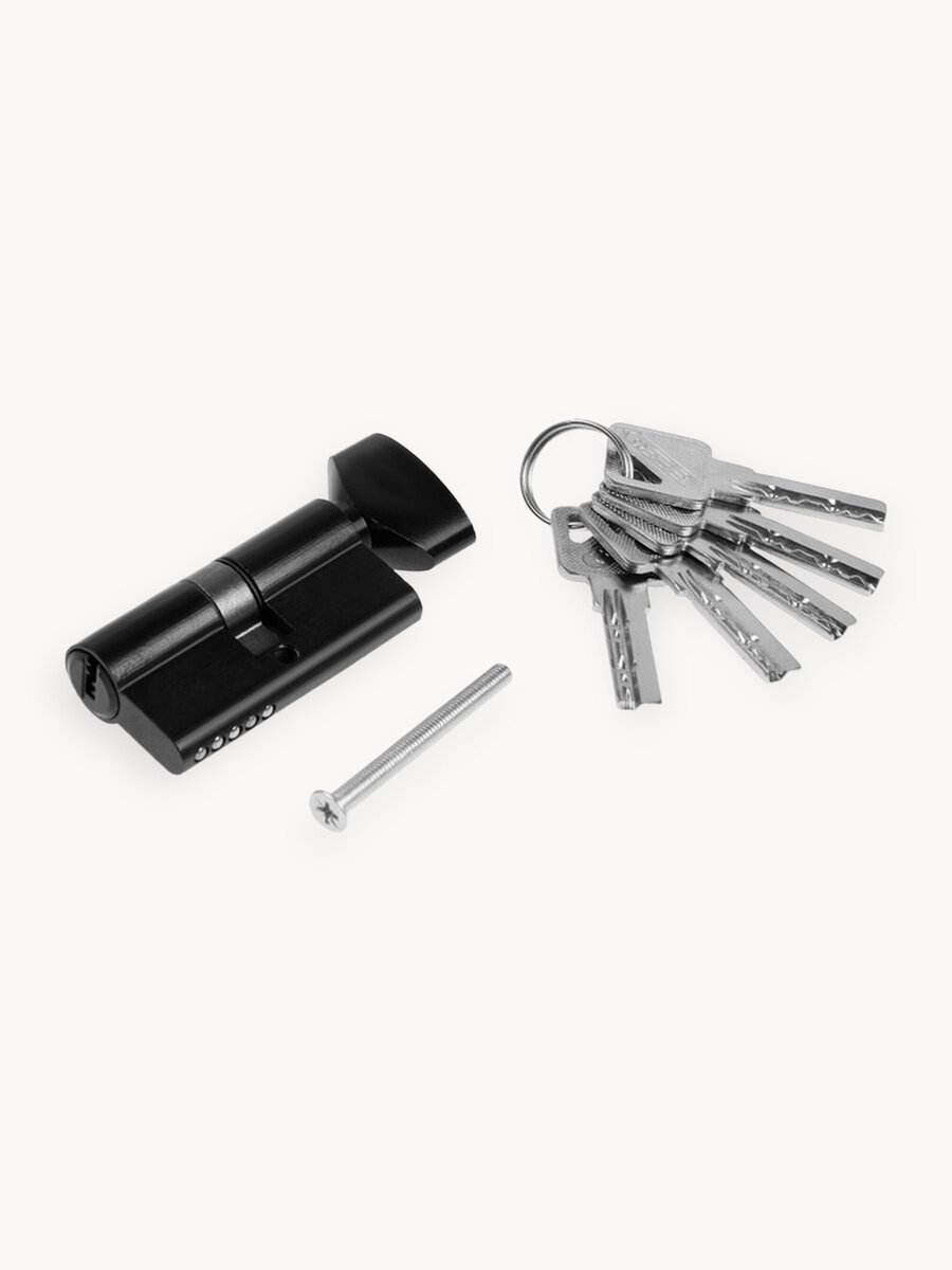 Цилиндровый механизм, 60 мм, с вертушкой, перфор. ключ, 5 ключей, цвет черный