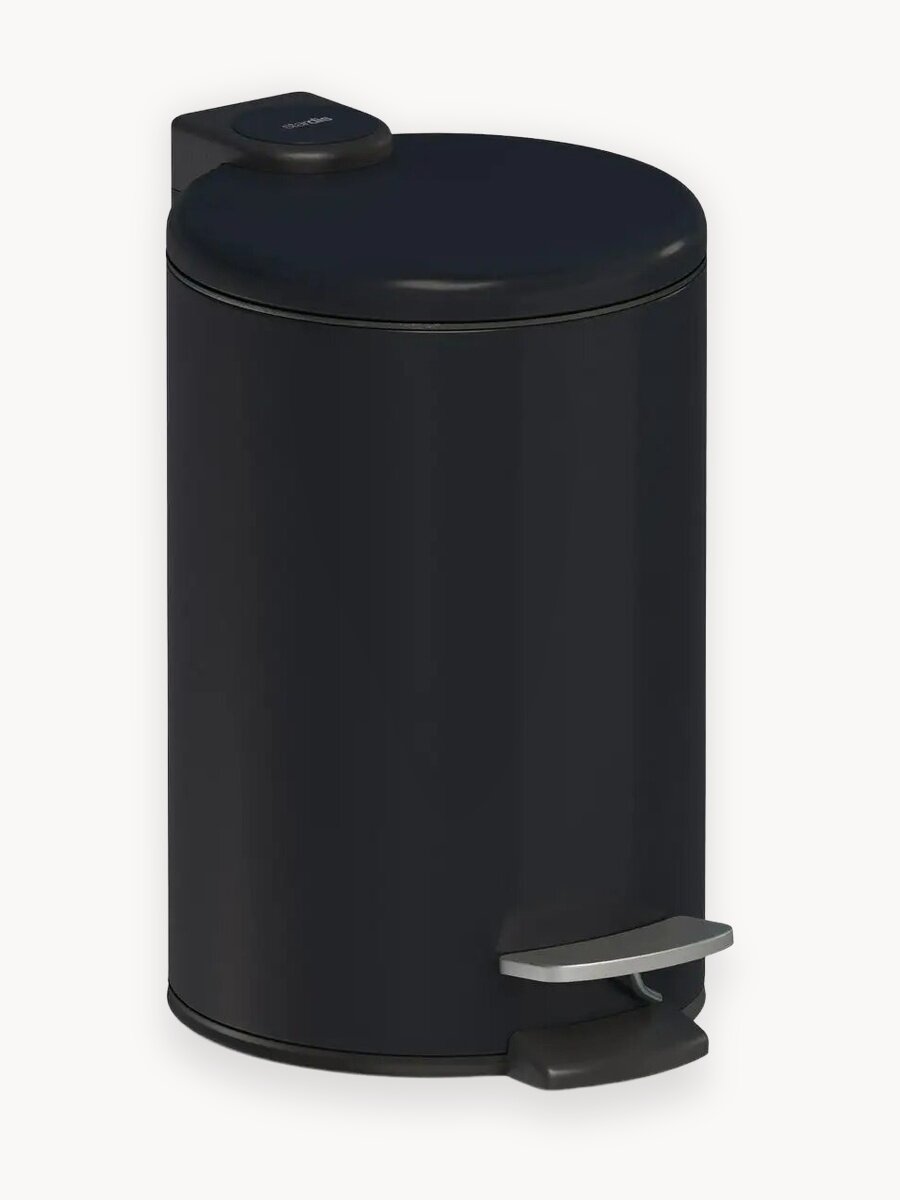 Мусорное ведро для туалета с педалью 3 л, черное, нержавеющая сталь