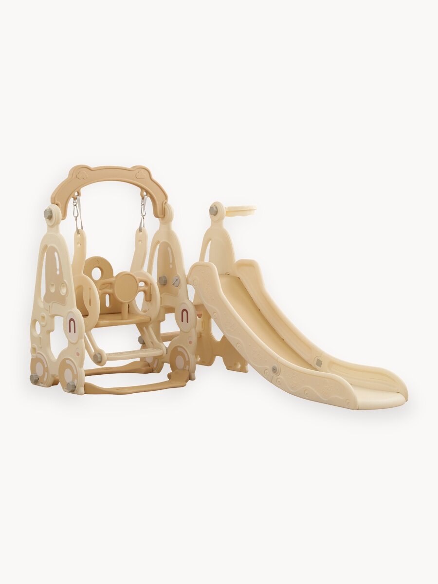 Горка детская с качелями UNIX Kids Car Camel пластиковая, игровой комплекс 2 в 1, для дома и улицы