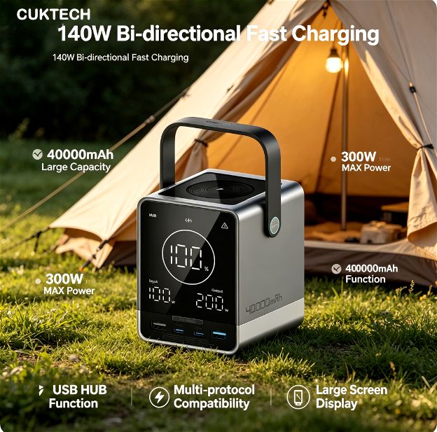 CUKTECH No.30 Power Bank 40000mAh P01CT Мощность 300 Вт, 2-полосная быстрая зарядка через USB C мощностью 140 Вт