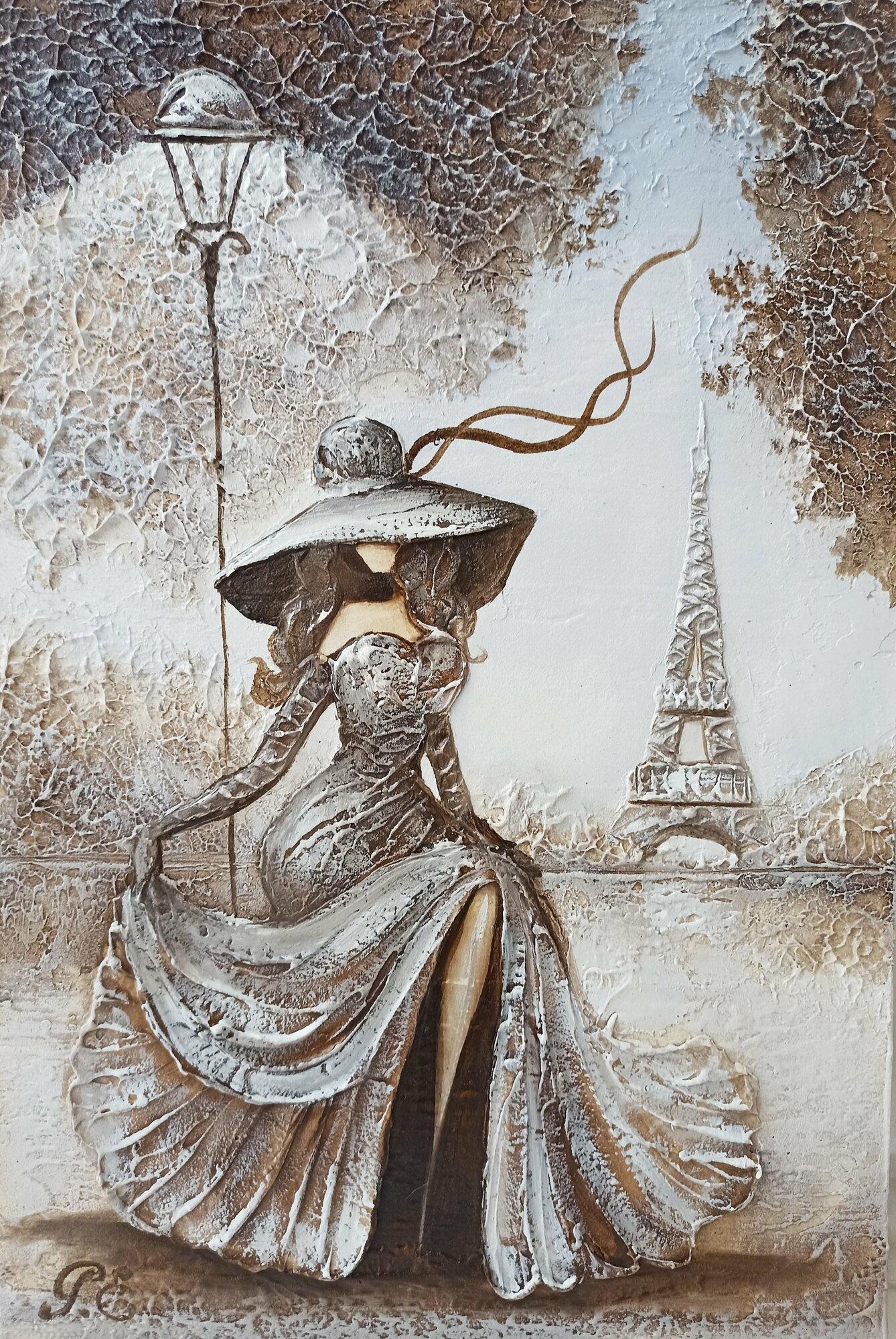 Картина масло/холст. 100% ручная работа, 100% живопись от Художественной мастерской Грëзы. Сочетание стиля Модерн и Фэнтези. Париж. Размер 20х30 см.
