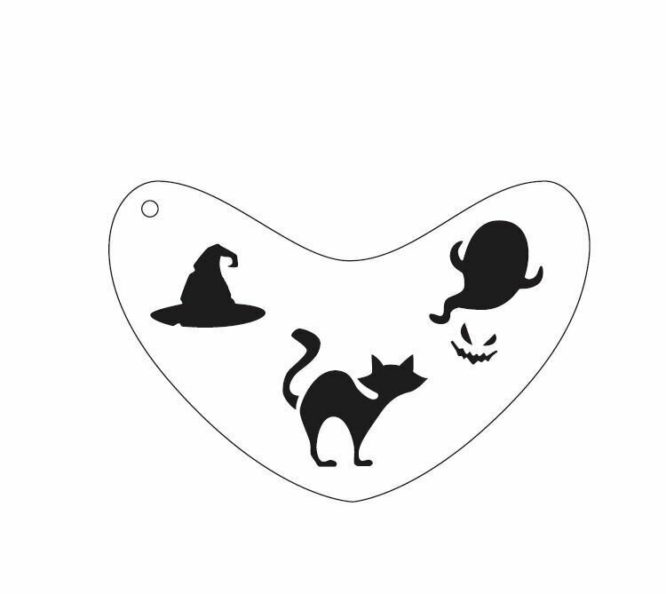 Трафарет для аквагрима треугольный "Кот с привидением" 8 на 12 см