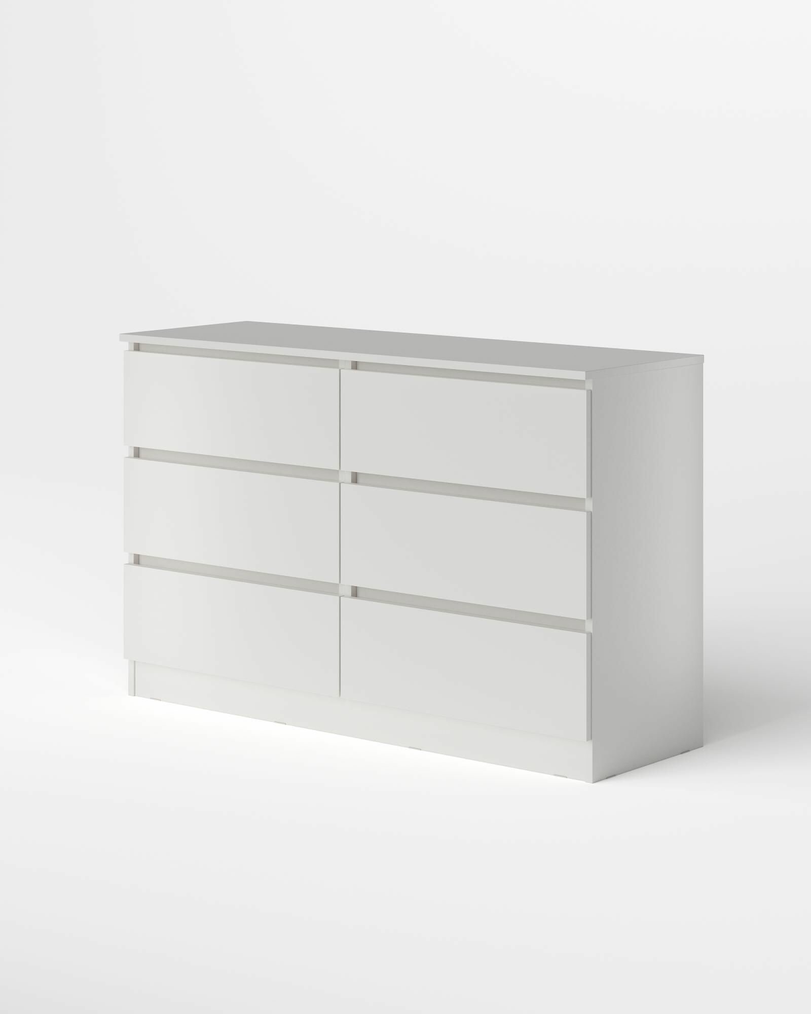 МС Охта Лайт Комод 1200.6 Белый гладкий/ (Петровская мебель)