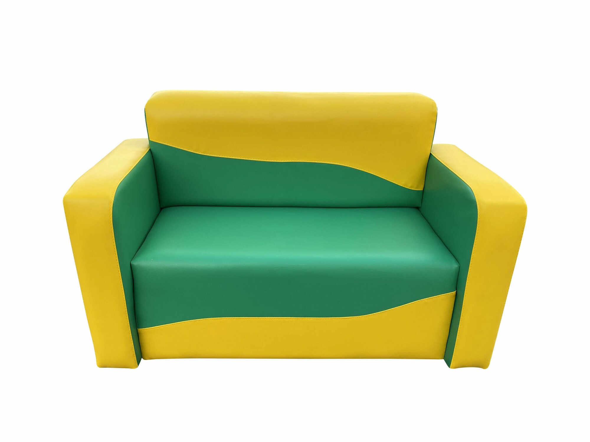 Диван (до 3-х лет!) "Солнышко" двухместный детский зелено-желтый 870*410*560 мм