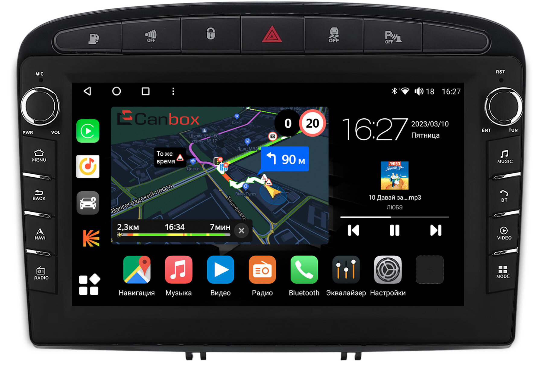 Штатная магнитола Peugeot 308, 408, RCZ 2007-2022 Canbox M-Line 7831-9120 Android 10 (4G-SIM, 2/32, DSP, IPS) С крутилками (черный глянец, Тип 1)