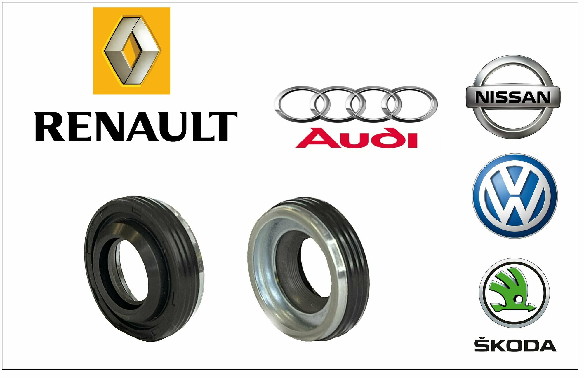 Сальник вала Компрессора Renault Logan, Clio, Duster , Nissan Almera, Volkswagen Bora, Skoda Rapid, Audi A3