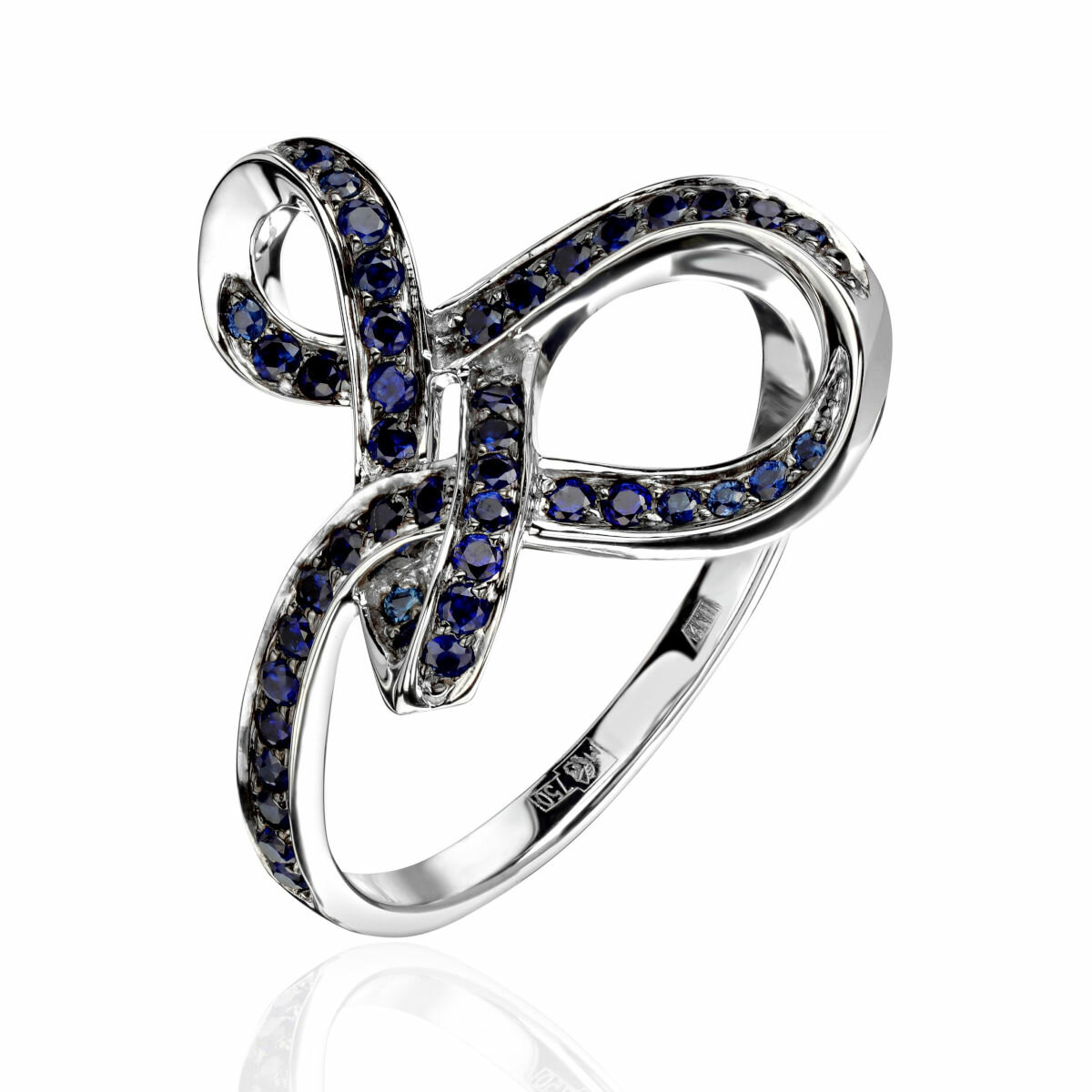 Кольцо, белое золото, 750 проба, сапфир