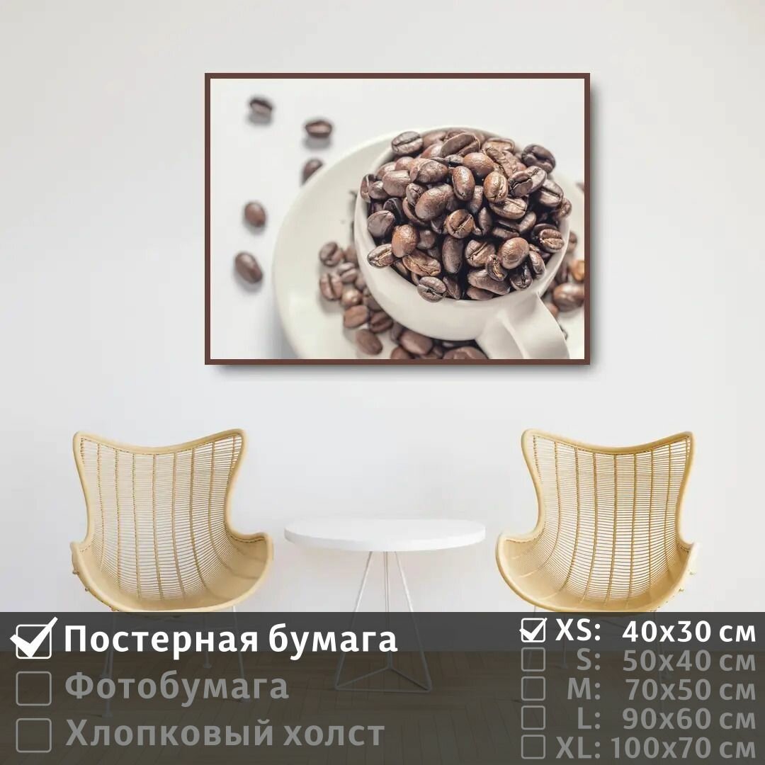 Постер на стену Отдых Утром С Кофе 40х30 см ПолиЦентр