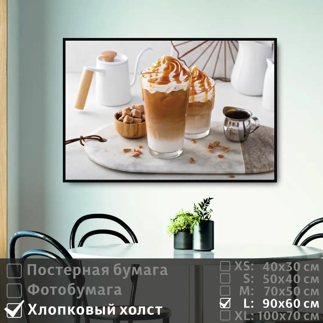 Постер на холсте Кофейный Десерт На Завтрак 90х60 см ПолиЦентр