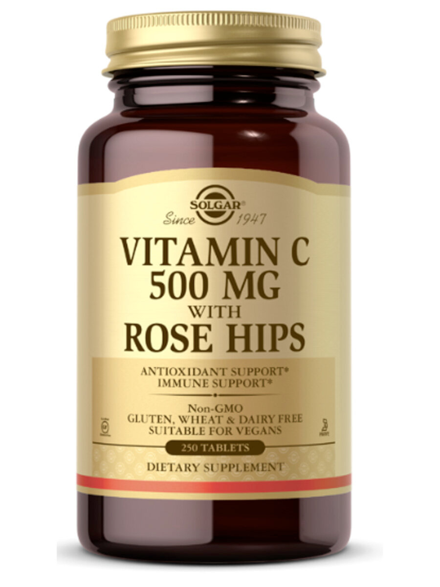 SWANSON Витамин C 500 мг и Rose Hips таблетокet, 250 таблеток
