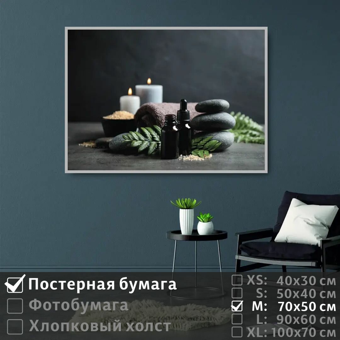 Постер на стену Набор Со Свечами Для Массажа В Спа Салон 70х50 см ПолиЦентр