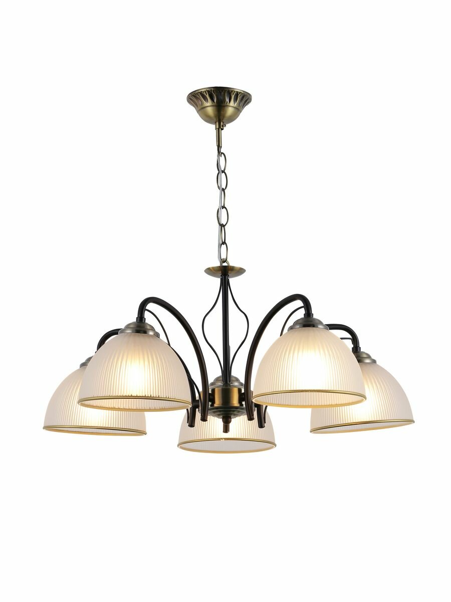 Люстра подвесная A091/5AB+BK, 5хЕ27х60 Вт, до 20 кв. м, металл/стекло