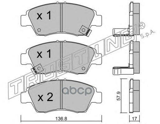 К-т дисков. тормоз. колодок Honda Civic 1.5, 1.6 91-95 П с датч. Trusting арт. 1780