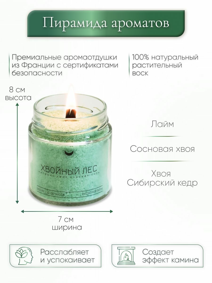 Свеча ароматическая с деревянным фитилем в банке 200мл/30ч