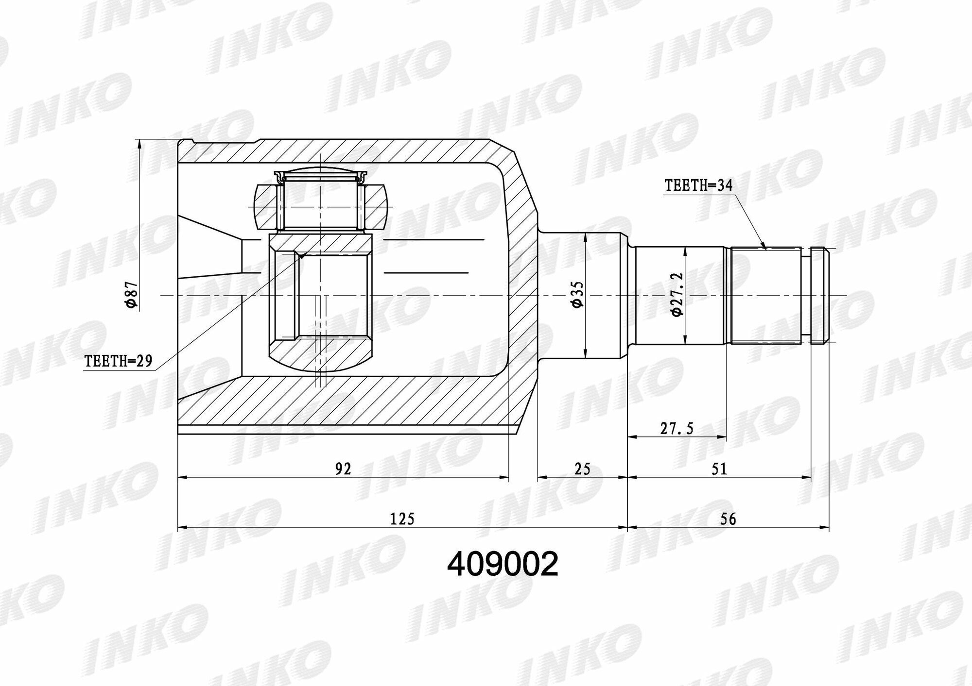 ШРУС внутренний34 29 ABS перед лев INKO 409002