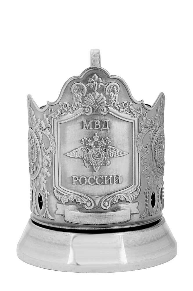 Подстаканник подарочный никелированный МВД