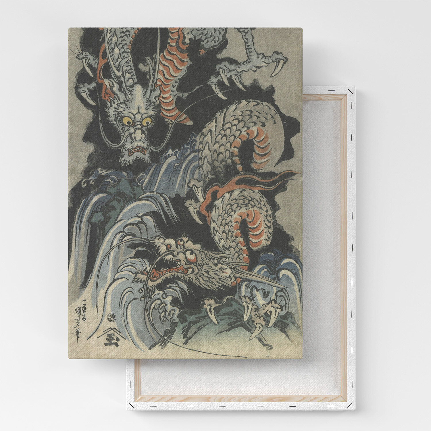 Картина на холсте, репродукция / Утагава Куниёси - Драконы / Размер 30 x 40 см
