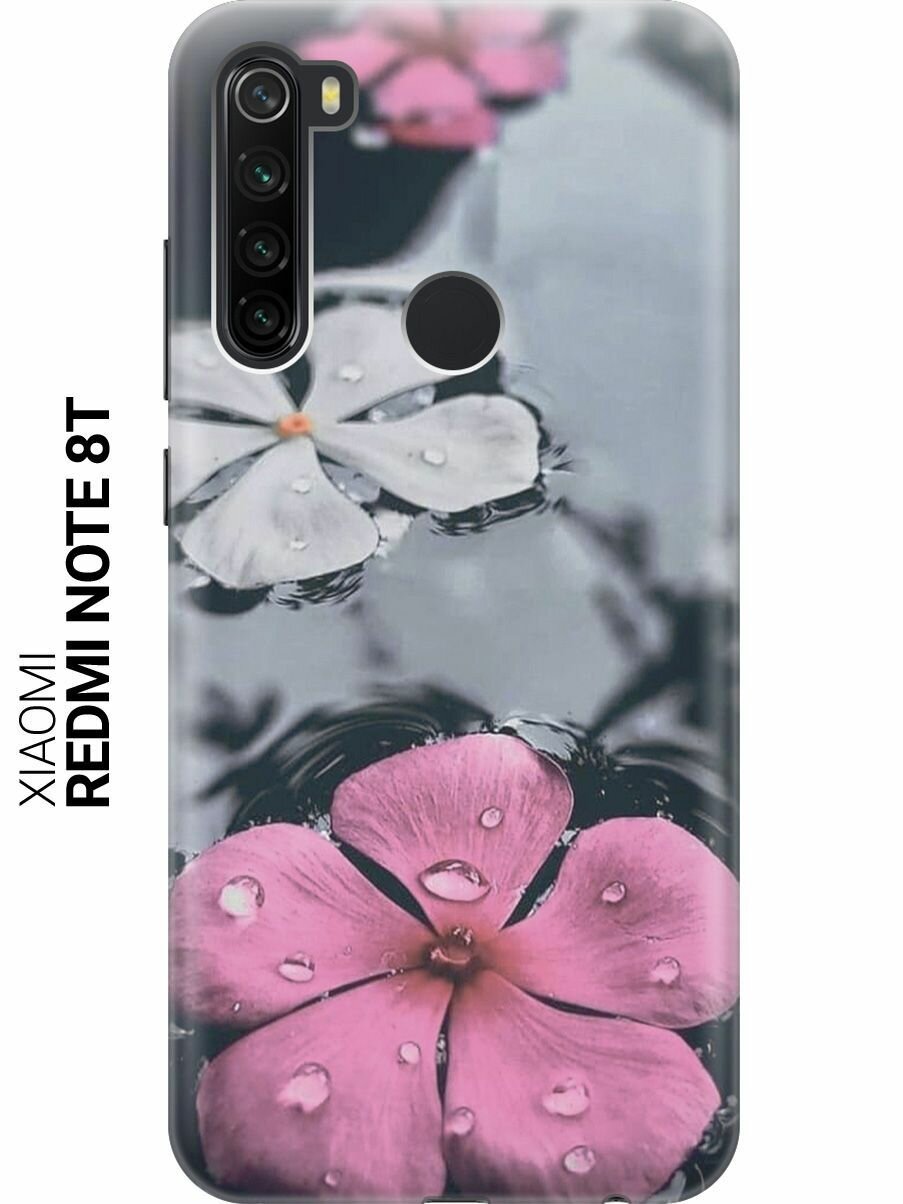 Силиконовый чехол на Xiaomi Redmi Note 8T, Сяоми Редми Ноут 8Т с принтом "Фиалки в воде"