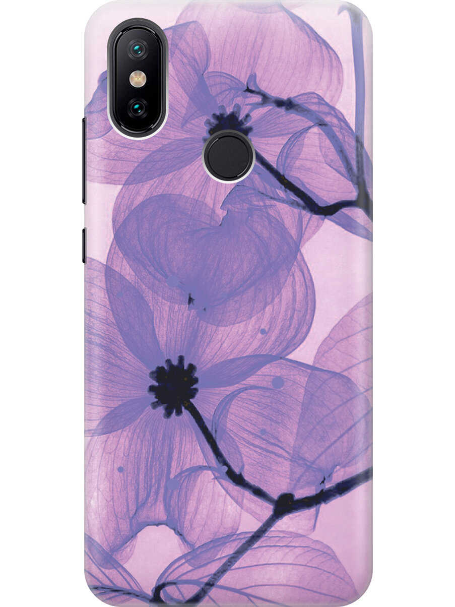 Силиконовый чехол на Xiaomi Mi 6X, Mi A2, Сяоми Ми 6Х, Ми А2 с принтом "Цветы в сиреневом"