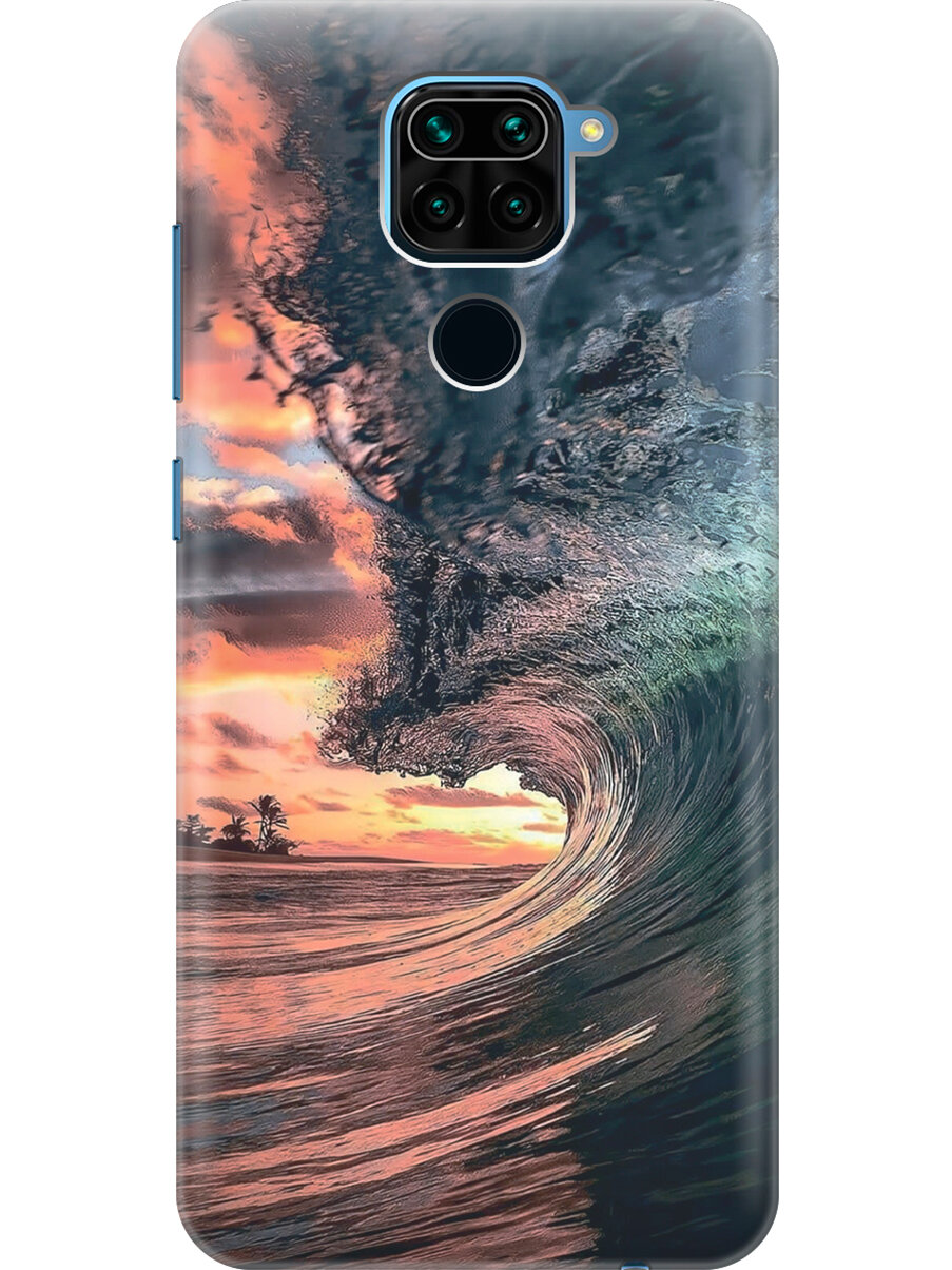 Силиконовый чехол на Xiaomi Redmi Note 9, Сяоми Редми Ноут 9 с принтом "Волна на закате"