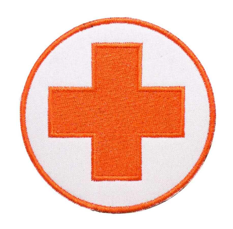 Шеврон на липучке Strike "Медик / Санитар. Красный крест" 90 мм, белый