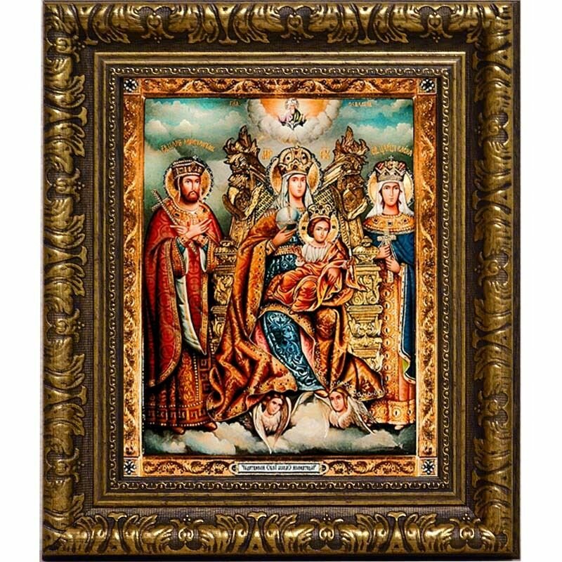 Царица цариц. Икона Божьей Матери на холсте. (30 х 40 см / В раме под стеклом).