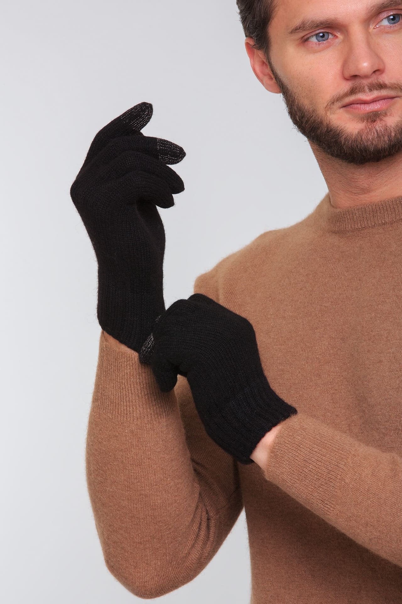 Перчатки KHAN Cashmere для мужчин и женщин, размер универсальный, черный — фото 1