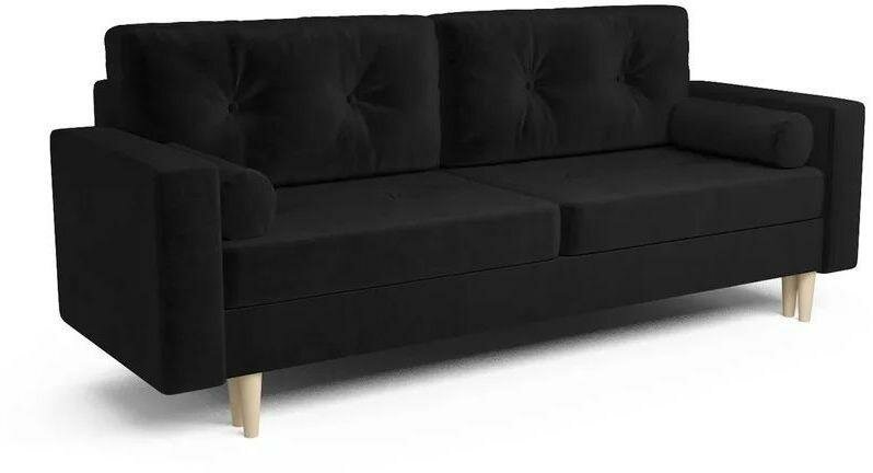 Диван Mebel-ars Белфаст Велюр Черный Размеры: Высота 750мм Глубина 970мм Ширина 2250мм