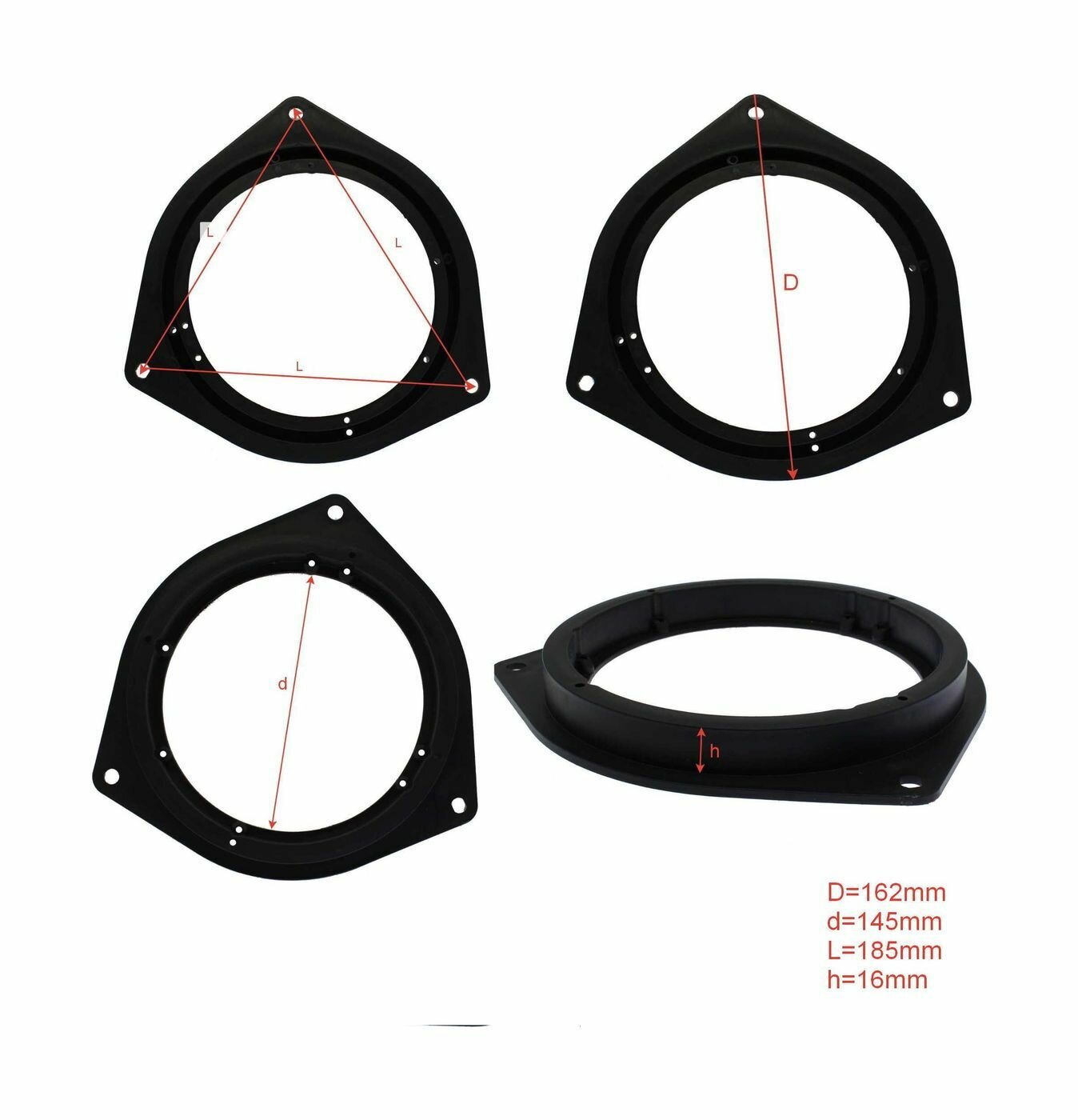 Подиумы пластик для установки динамиков в Toyota, Daihatsu, Lexus 6,5" (16 см, простые)