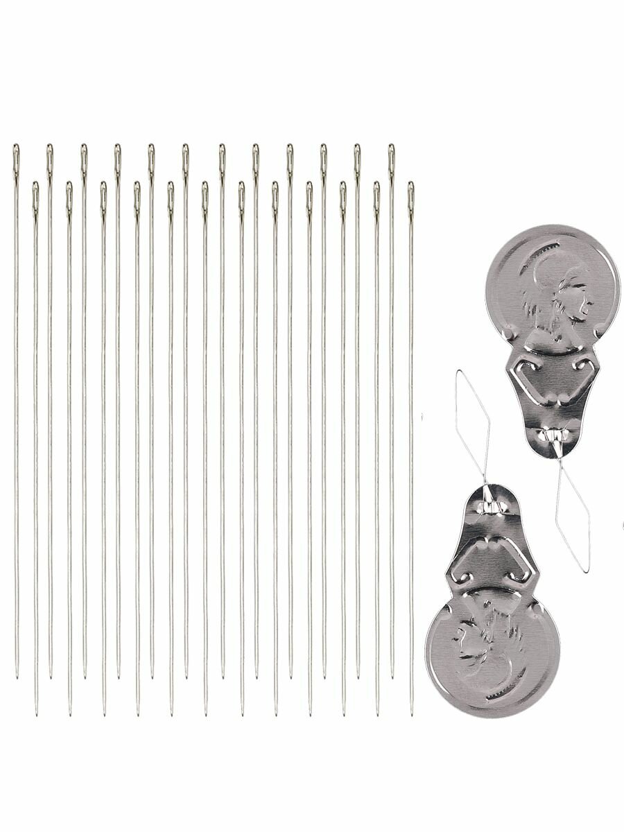 Иглы бисерные 54 мм, d 0.34 мм. (24 шт.) с нитковдевателем