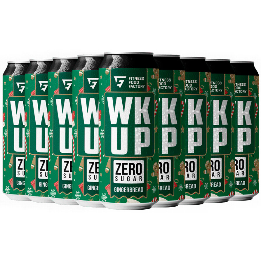 Энергетик без сахара Fitness Food Factory WK UP - набор 12 шт по 450 мл, имбирный пряник