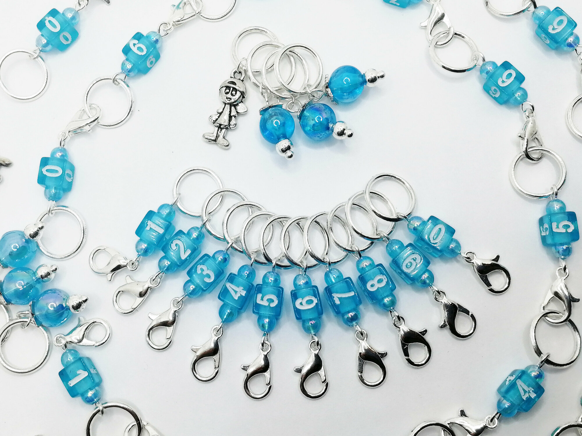 Маркеры для вязания, счётчик рядов "Монпансье 2" (10+4), 12мм, голубой