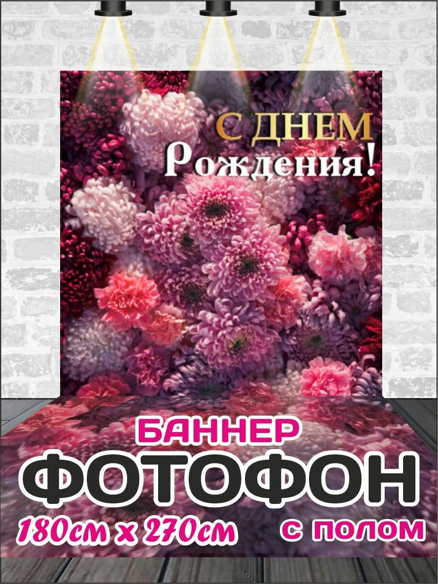 Фотозона с Днём рождения с полом, 180х270 см (вар 14)