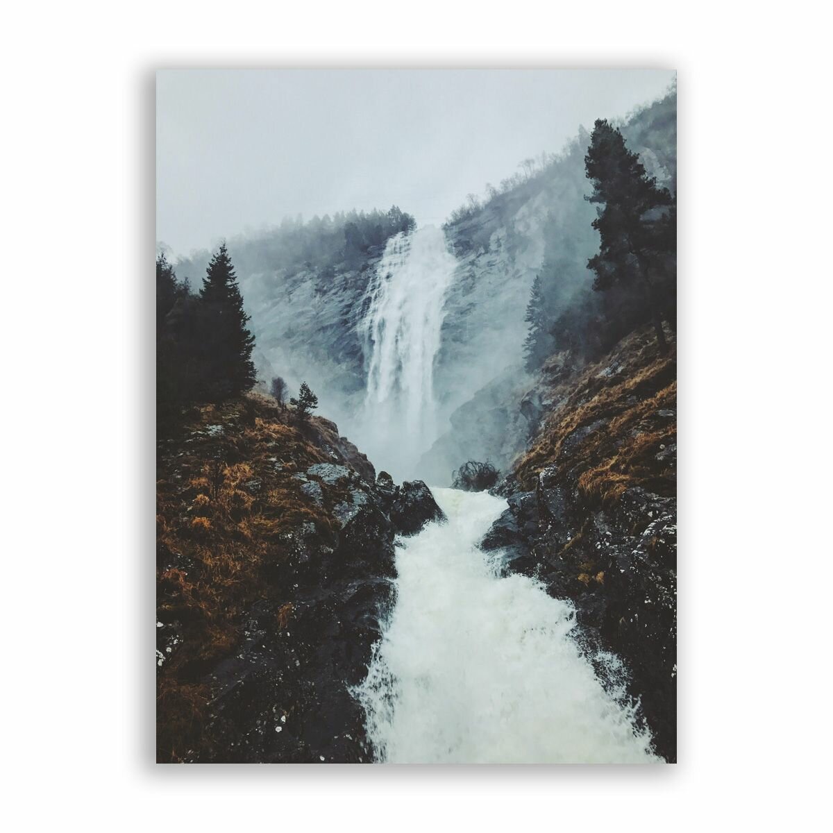 Постер, плакат на бумаге / Природа Норвегии - Водопад / Размер 30 x 40 см