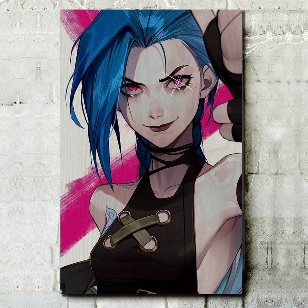 Картина интерьерная на дереве игра LOL (League of Legends, Jinx, Джинкс, SWITCH, PC, XBOX, PS) - 13574 В