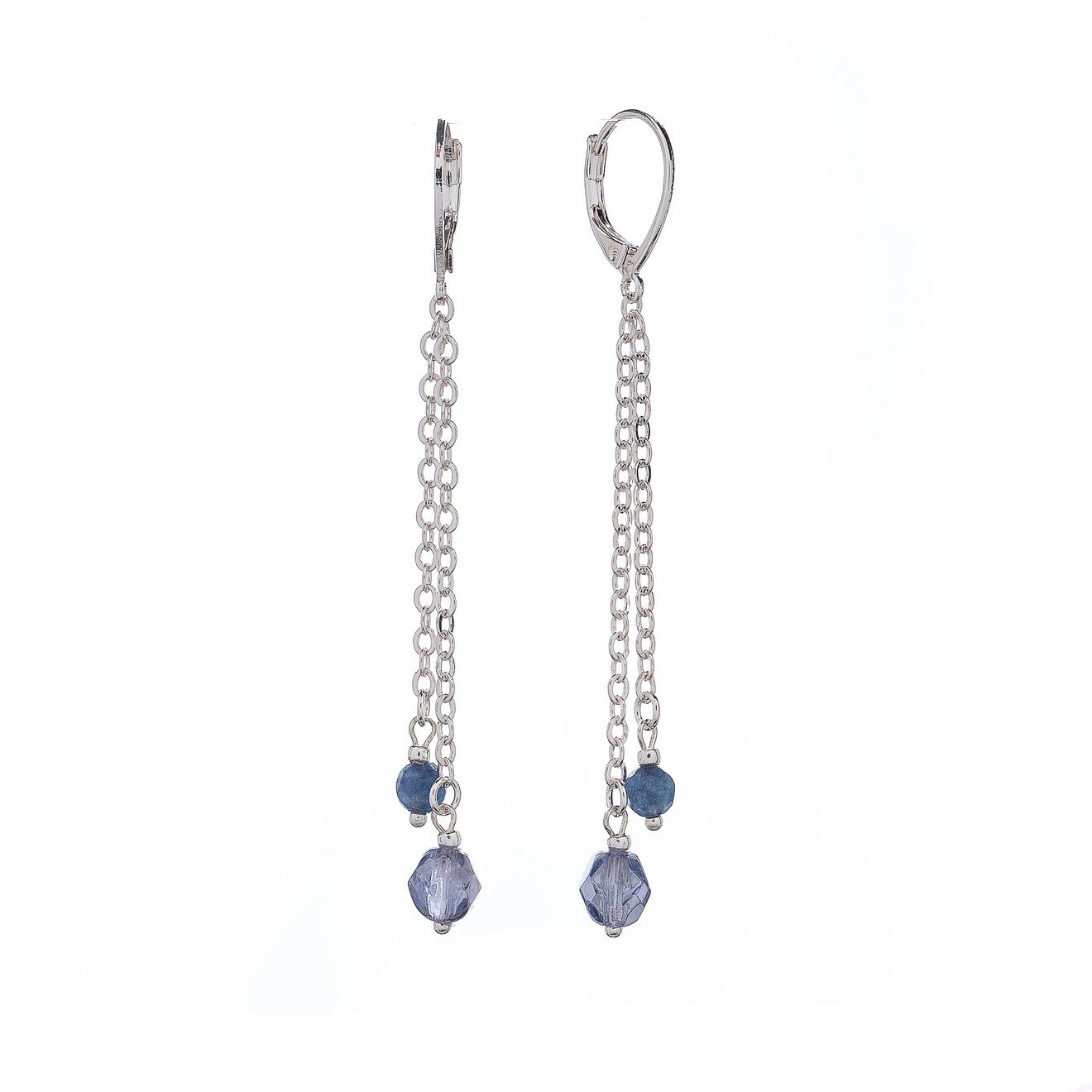 Серьги с подвесками, кристалл, жадеит