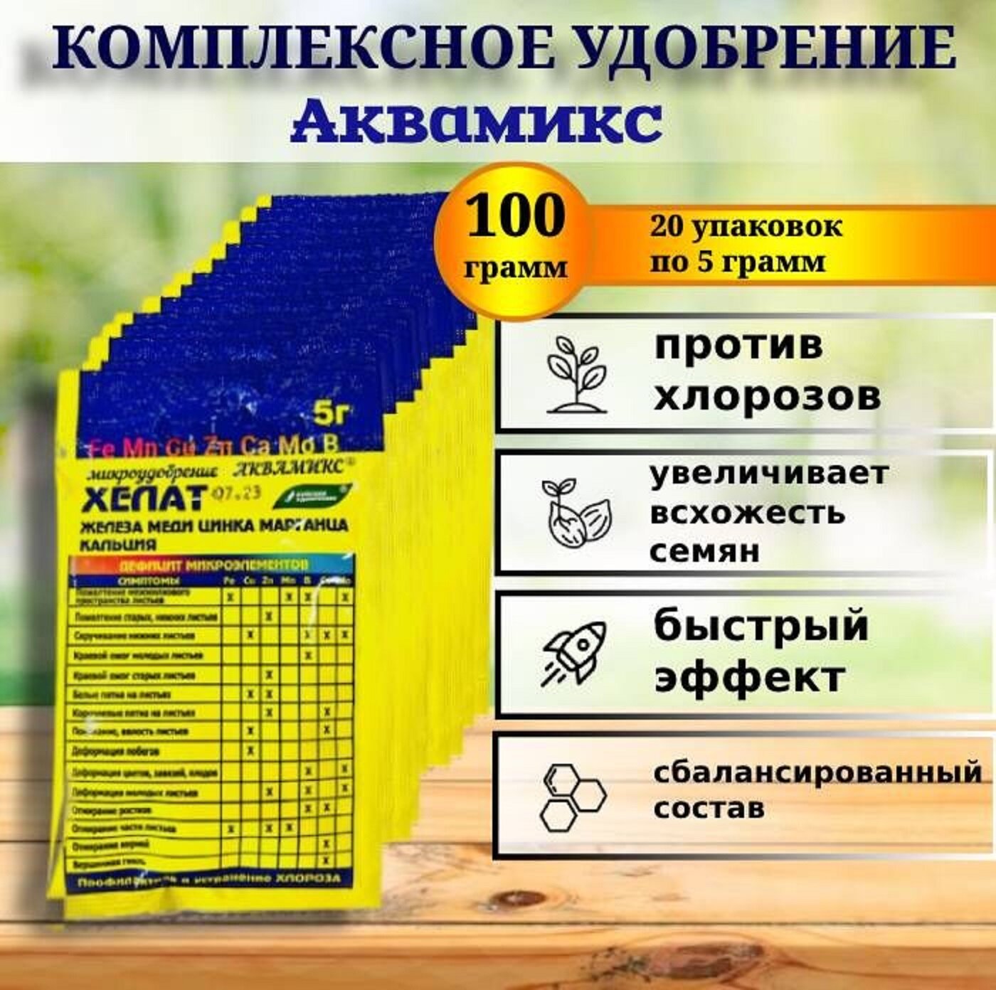 Удобрение комплекс микроэлементов "Аквамикс" (20 шт по 5 гр)