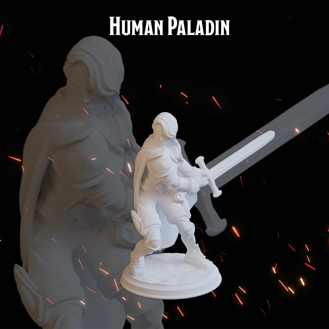 Миниатюра для ДнД Паладин человек женщина 41мм для ДнД, DnD, НРИ