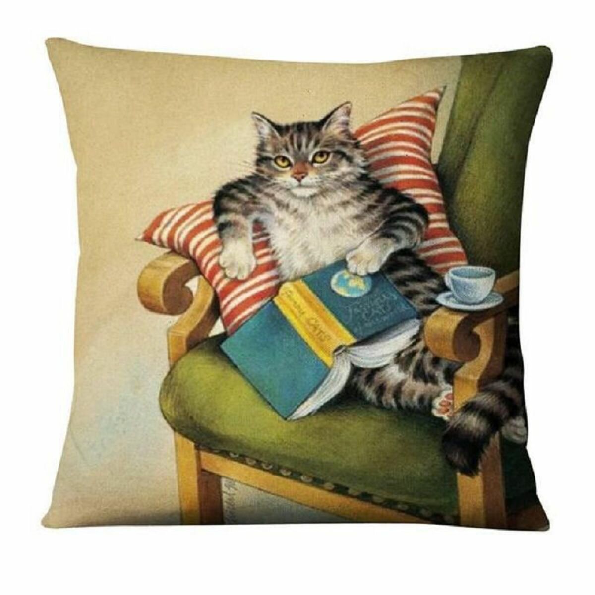 Чехол для подушки Кот Василий ученный 40х40