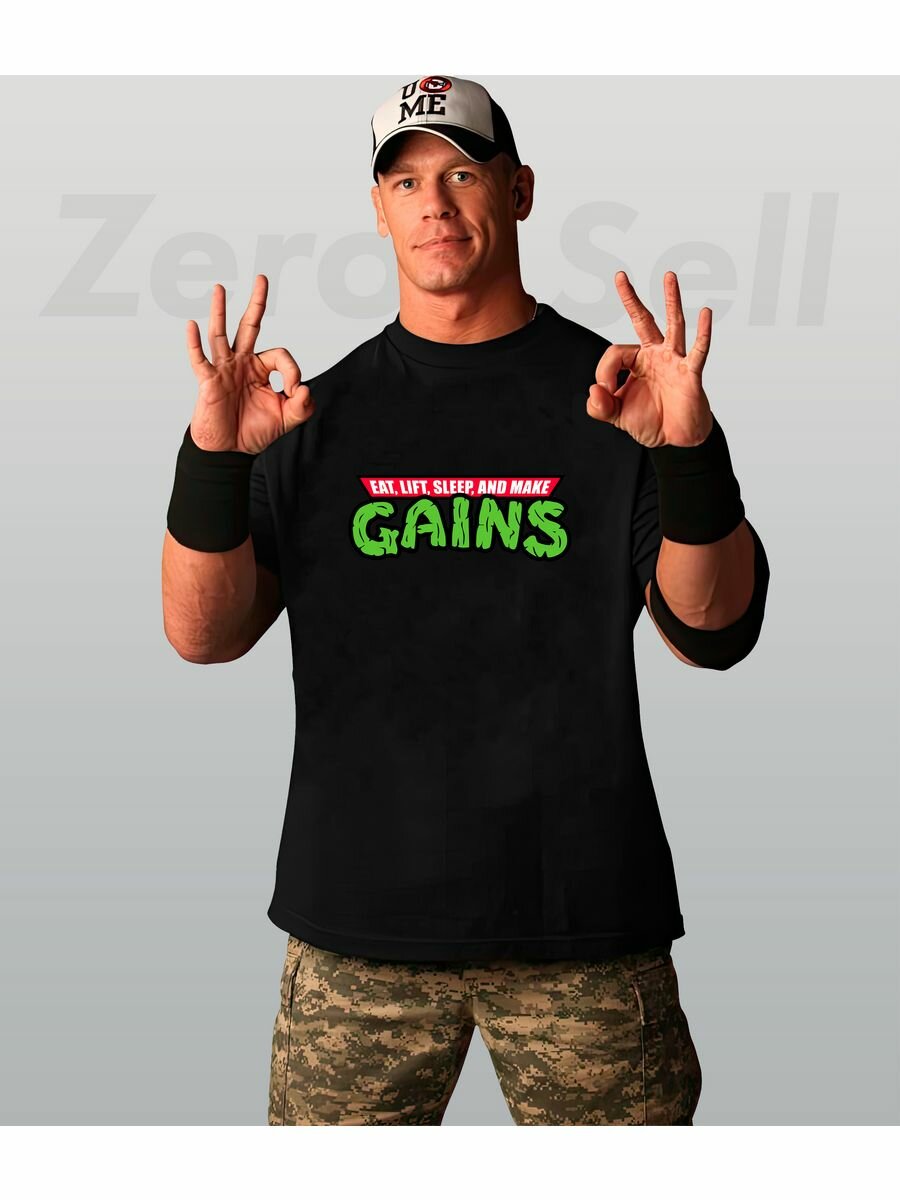 Футболка gains есть спать заниматься
