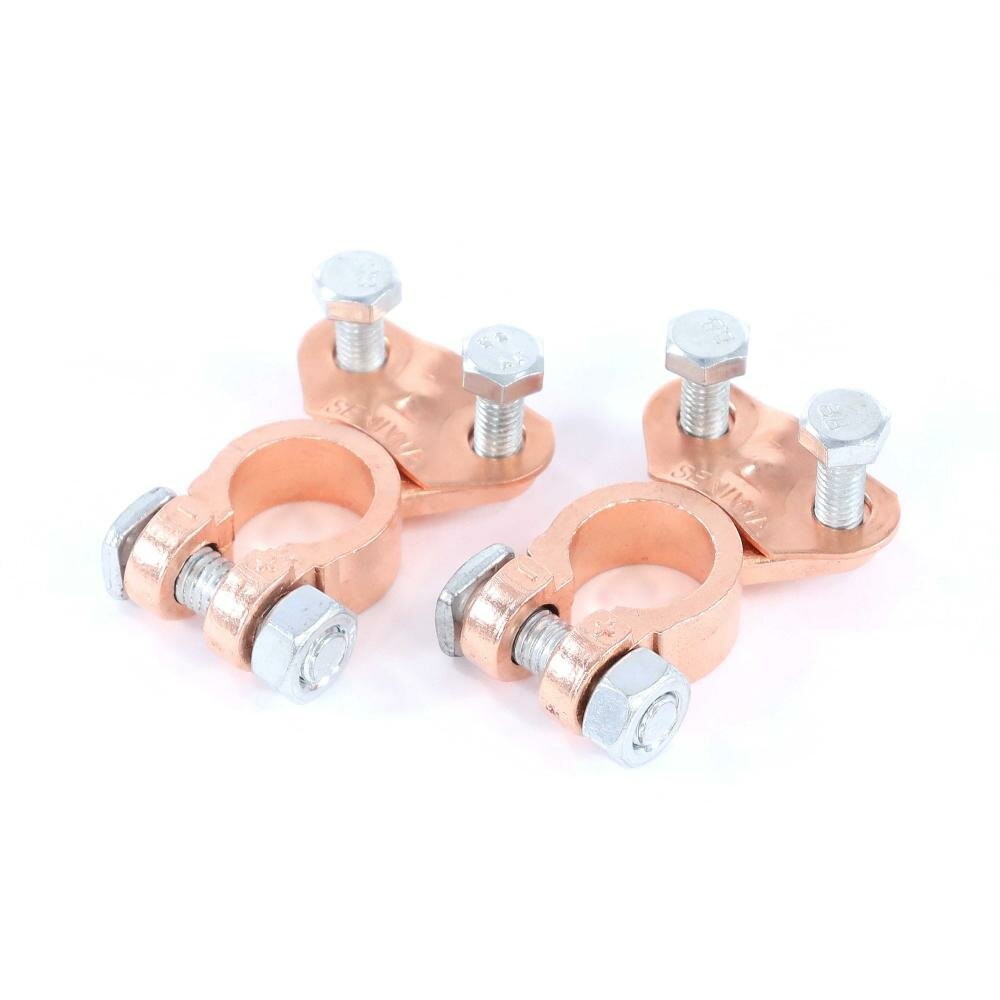 Клемма АКБ медь (под зажим провода усиленной прижим. планкой посередине), (к-т 2 шт.)